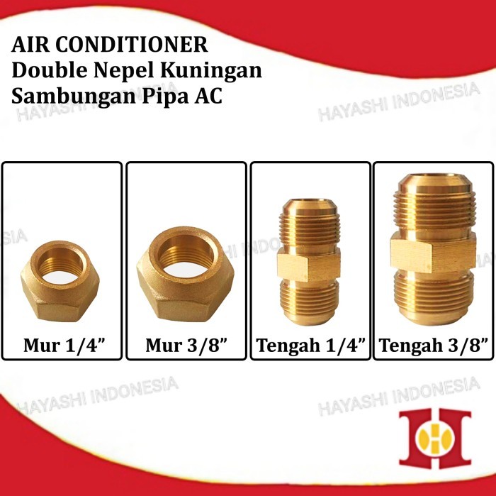 Double Nepel Nipple Set 1/4" 3/8" Sambungan Pipa AC Tembaga Kuningan | Lazada Indonesia