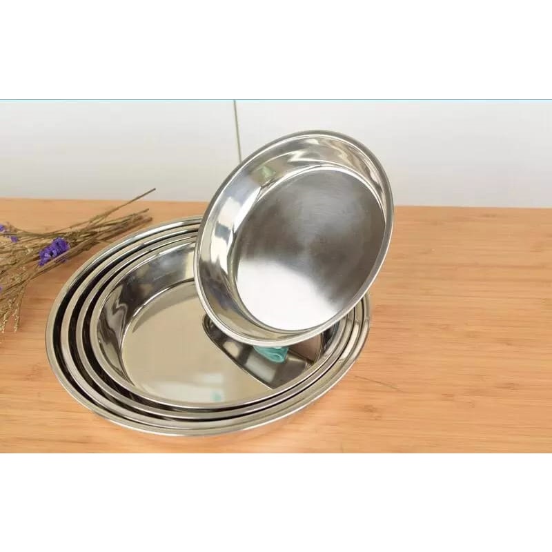 TOP 100 - Piring Makan Stainless Steel Bulat Piring Dapur Tebal Deep ...