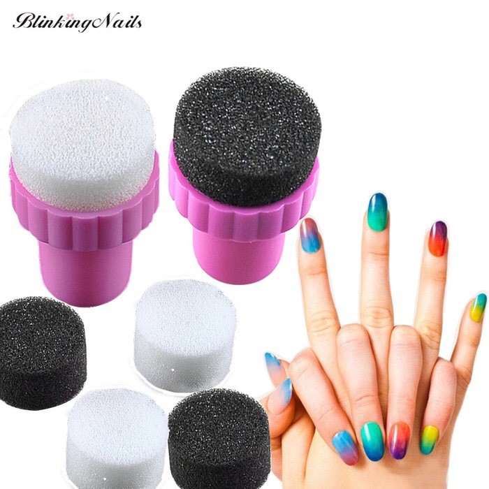 SPONS SPON BULAT gradasi ombre warna nailart nails / sponge gradation ...
