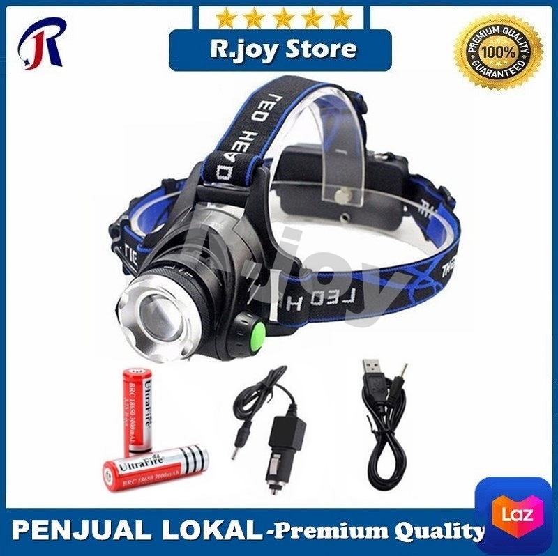 High Power Headlamp LED Cree XML L2 with Charger - 568D | Lazada Indonesia