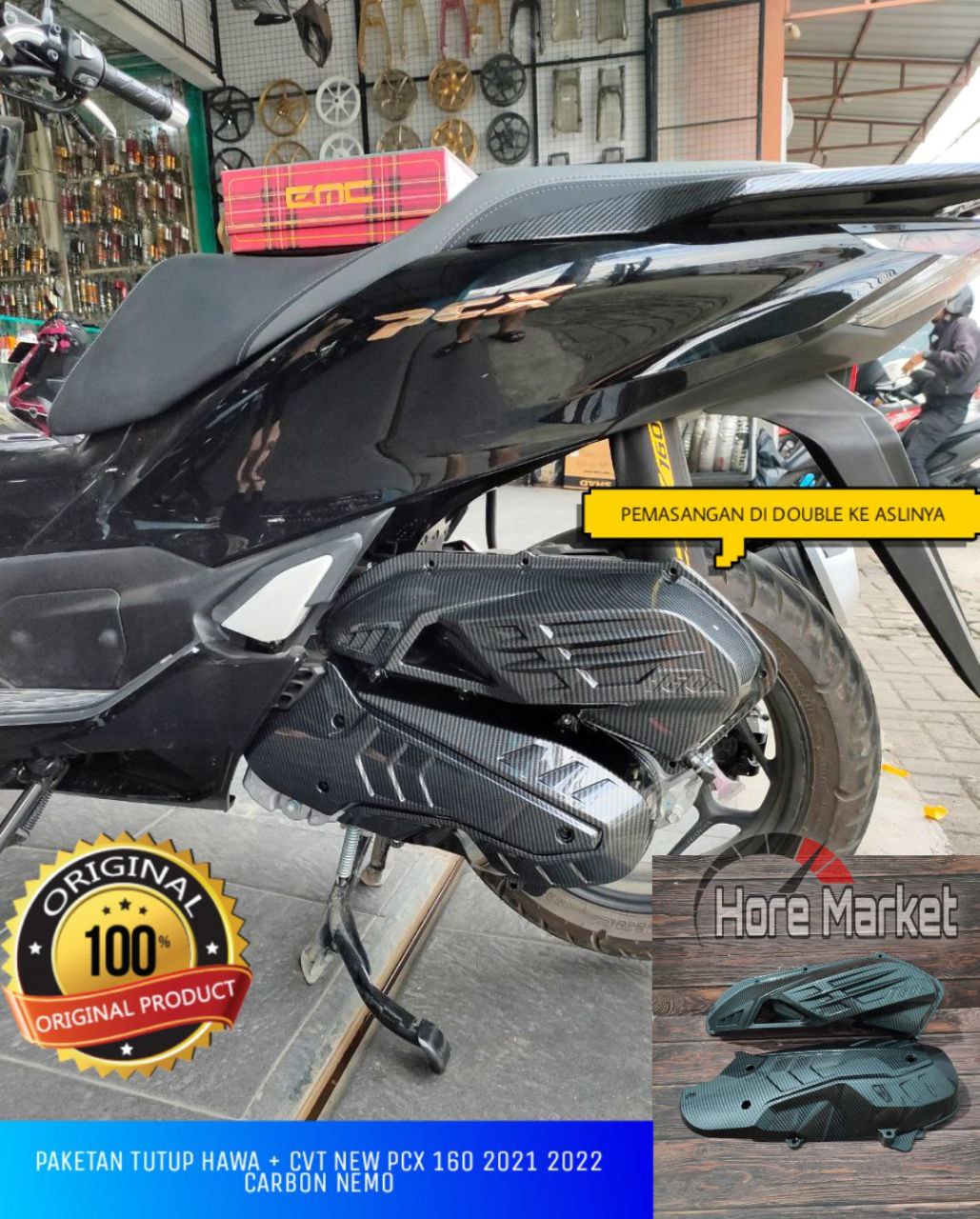 PAKET COVER HAWA CVT PCX 160 2021 2022 CARBON NEMO 1 SET TUTUP HAWA ...