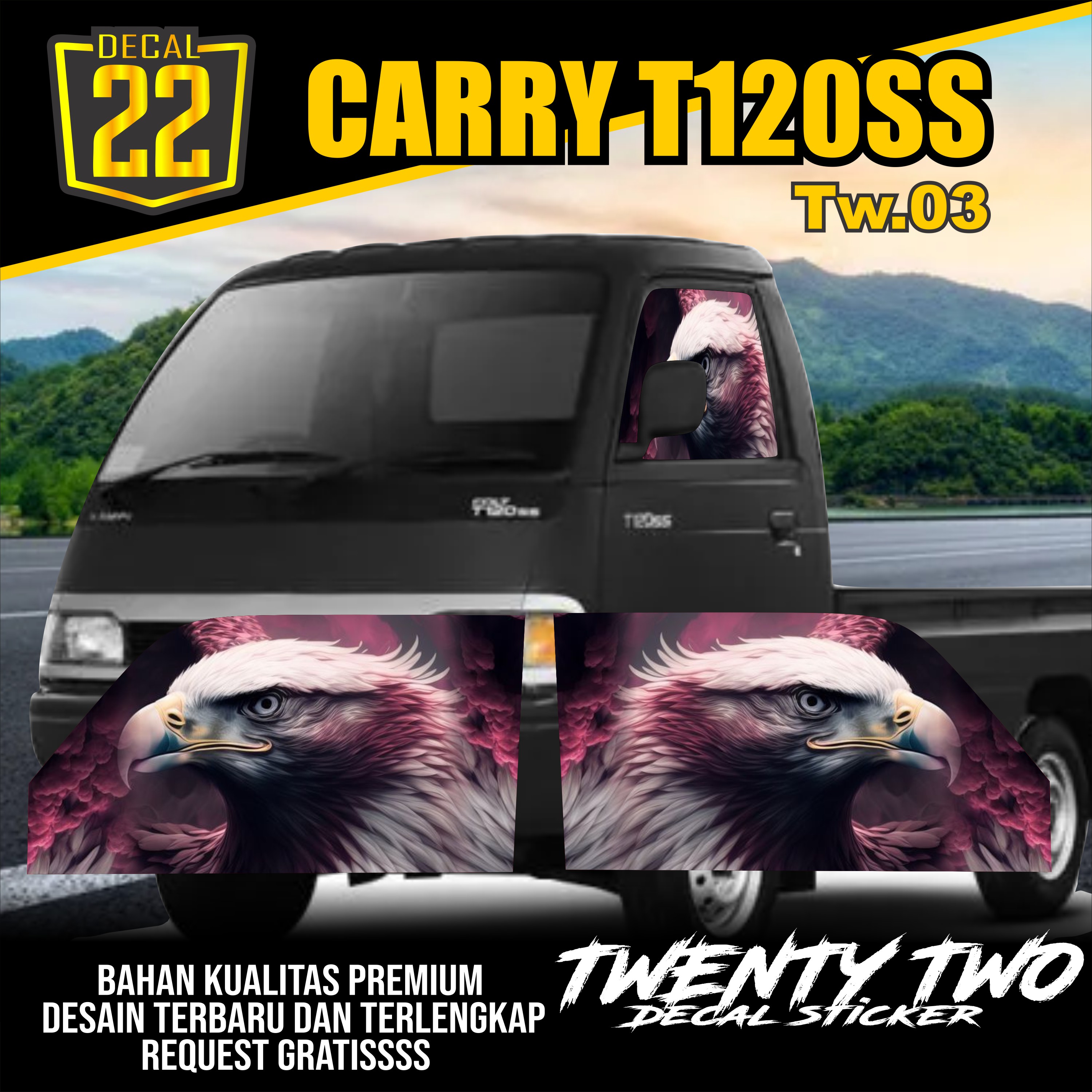STIKER KACA CARRY T120SS STIKER ONE WAY CARRY T120SS DESAIIN GARUDA ...