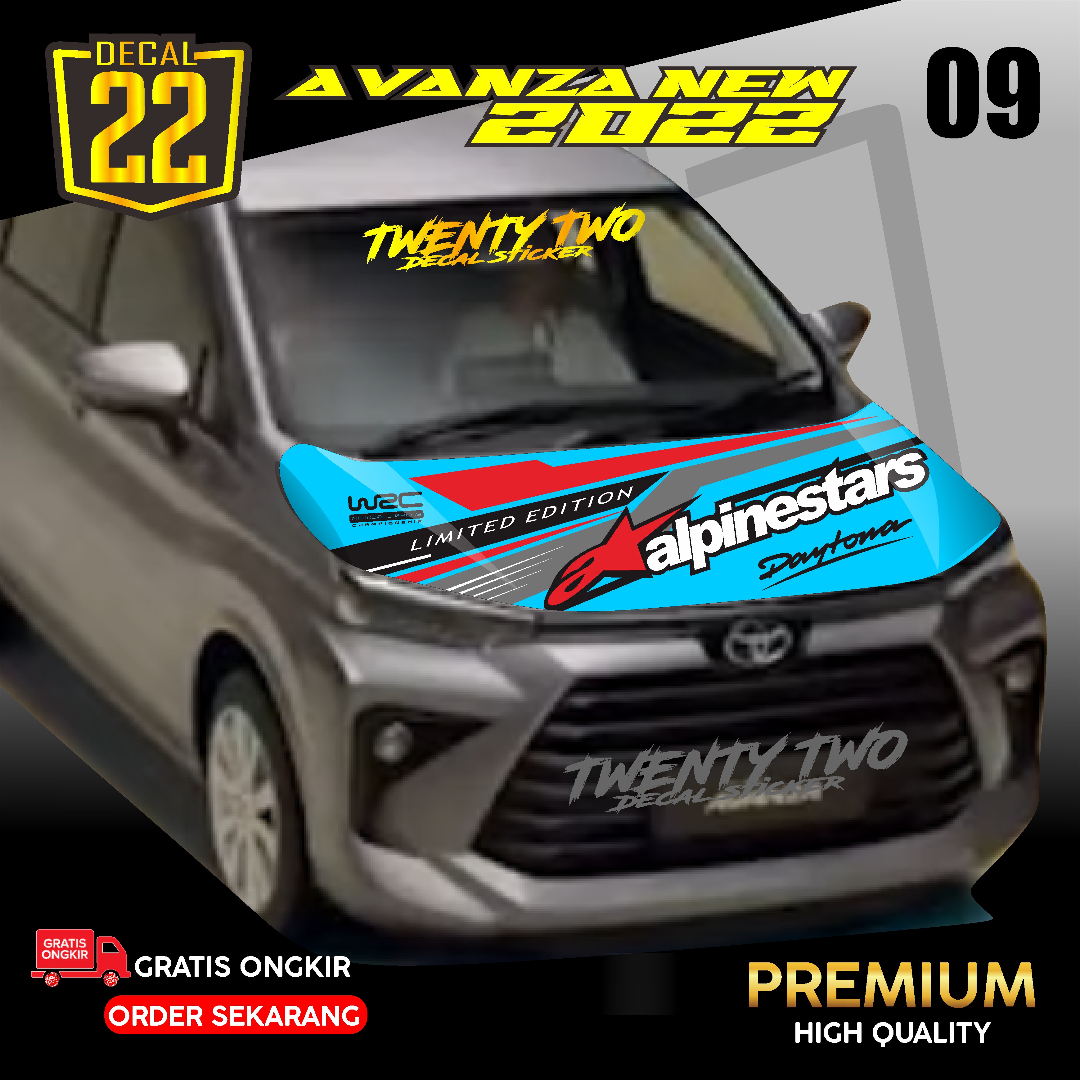 STIKER DECAL KAP MESIN AVANZA/ XENIA 2022 DESAIN RACING KODE 09 69 ...