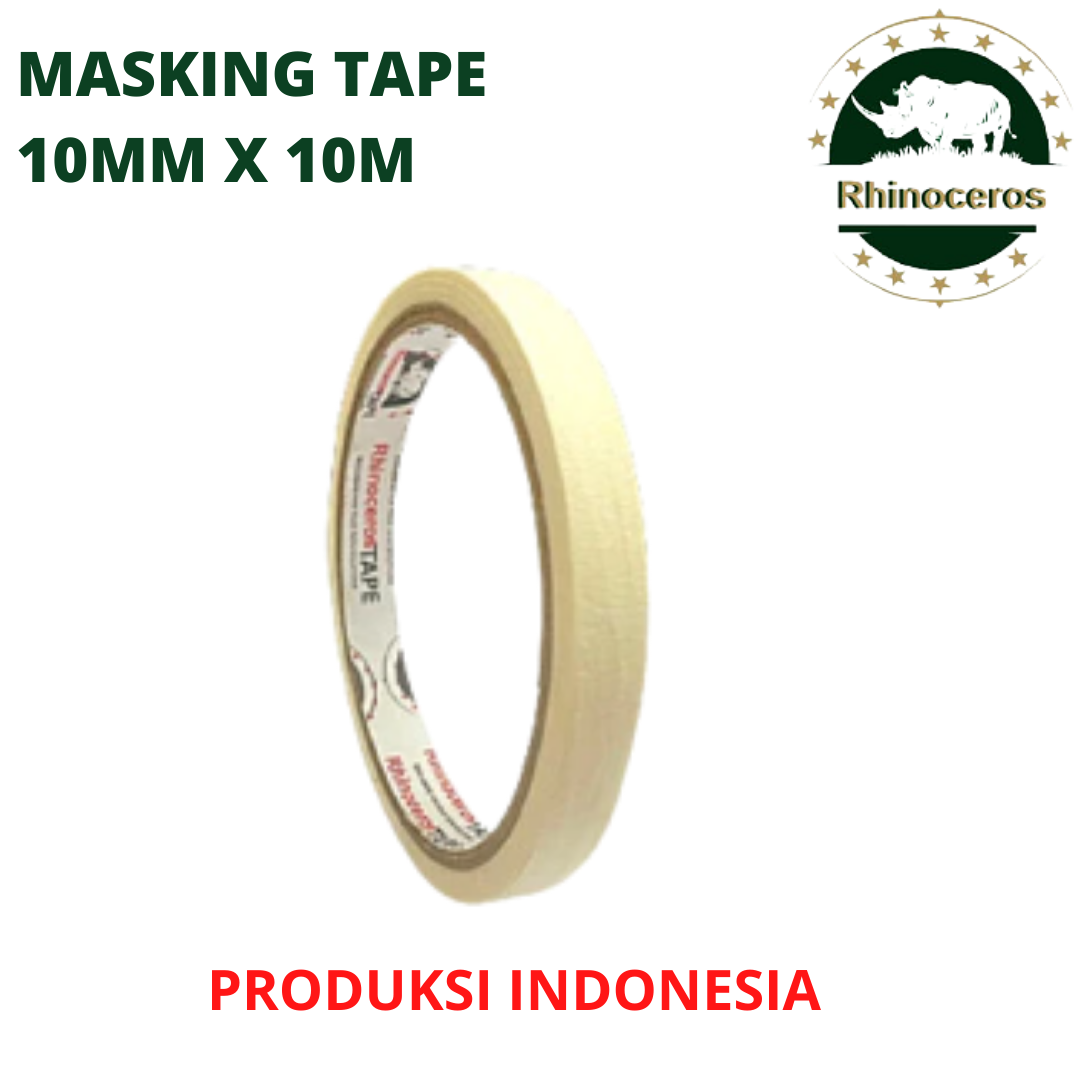 Lakban Kertas Masking Tape RHINOCEROS Tape Putih 24mm x 10m | Lazada ...