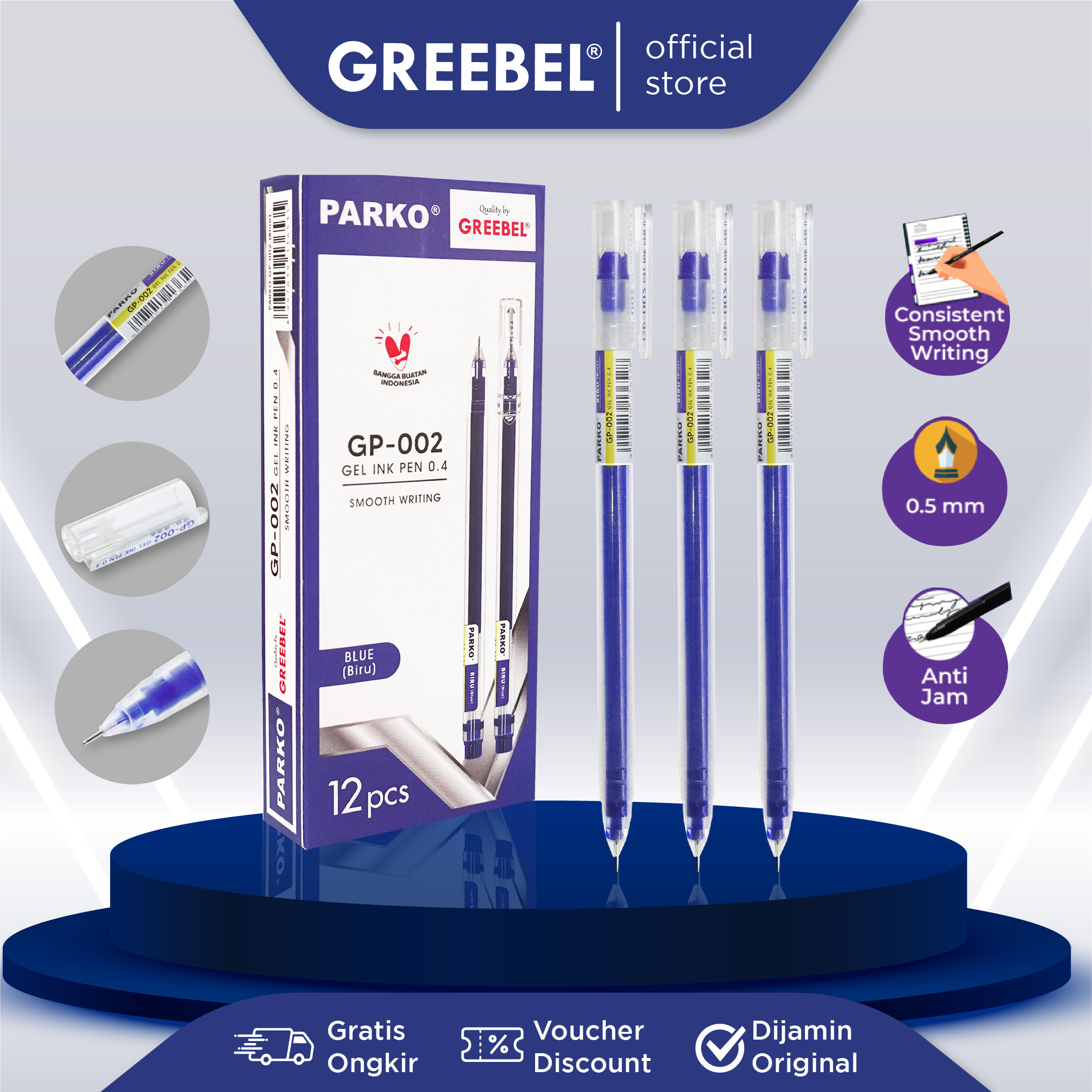 PARKO GEL PEN GP-002 BLUE 0.4 | Lazada Indonesia