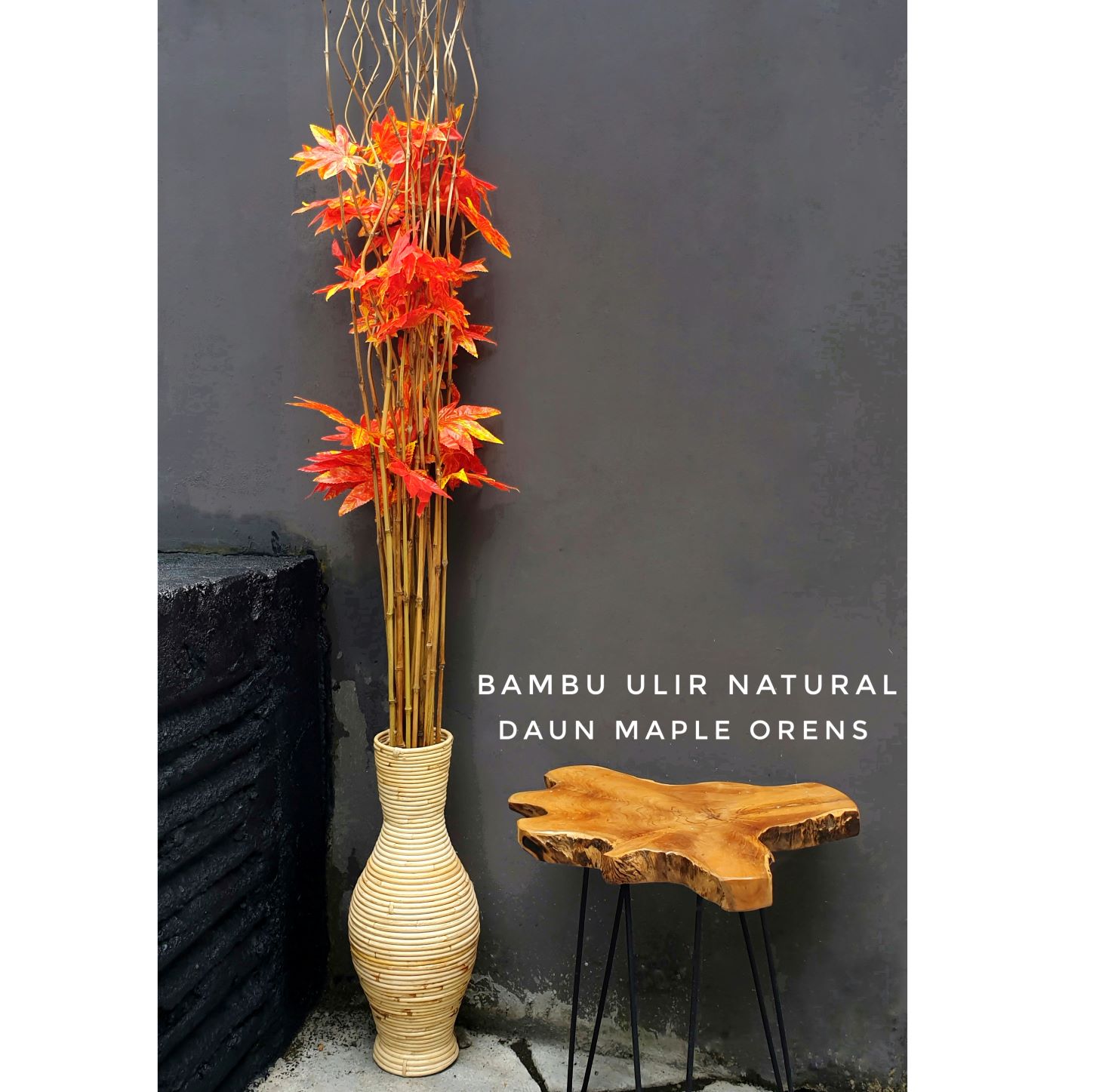 10 Batang Bambu Ulir Natural Maple Orens Tinggi 180 cm (Tidak termasuk ...