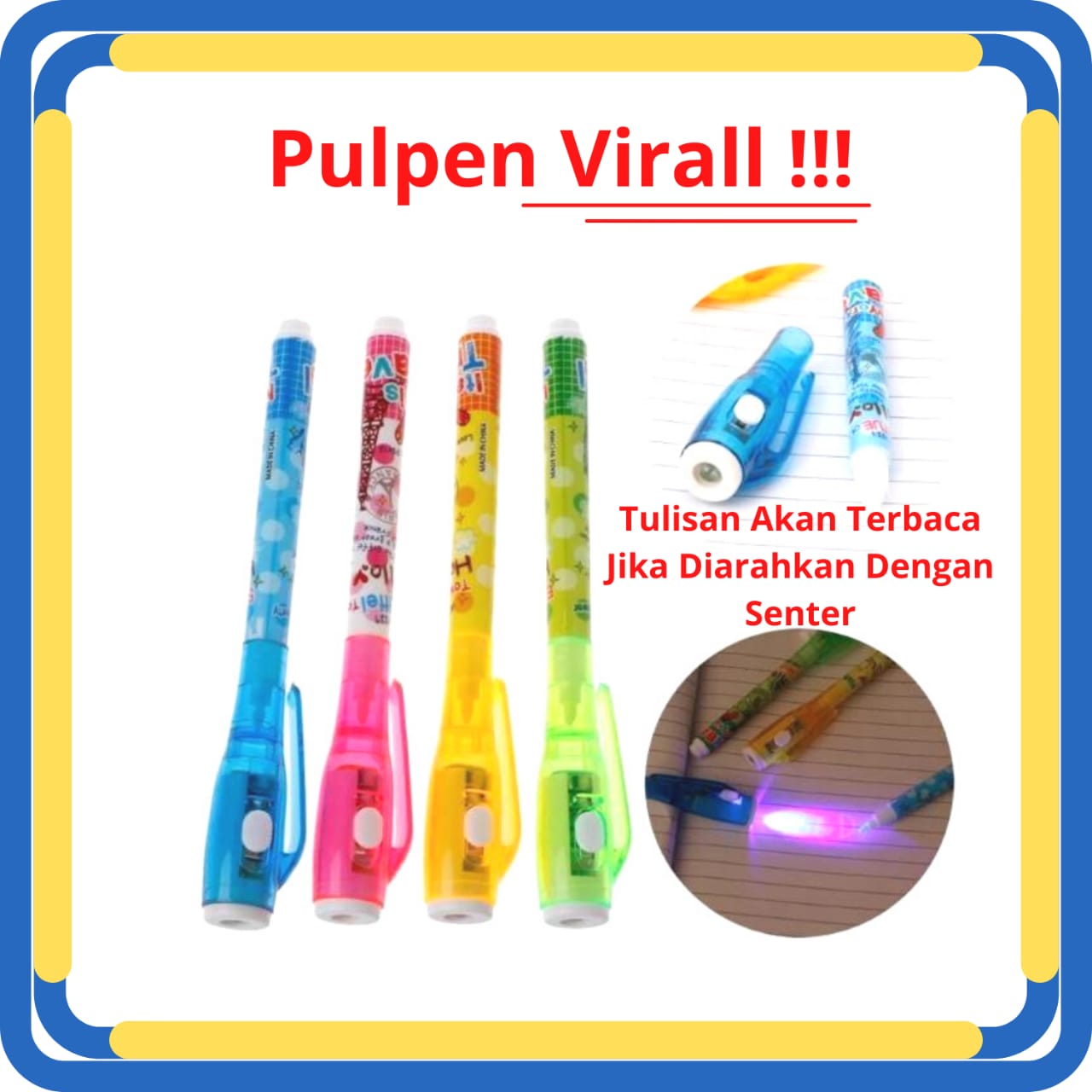 Pulpen Contek Senter / Pulpen Ajaib Sinar Uv / Bolpoin Led / Pen Viral ...