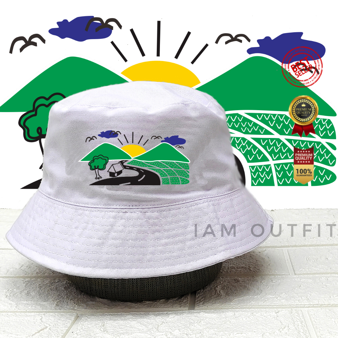 Topi Bucket Hat Gambar Lukisan Gunung Zaman sd Generasi Era 90an ...