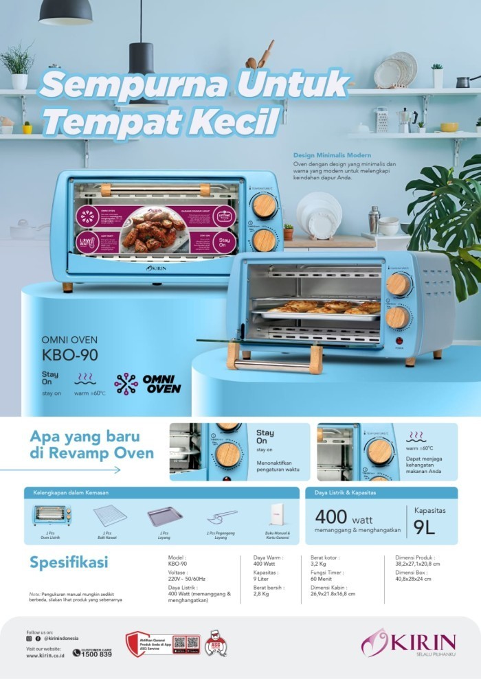 Omni Oven Listrik Kirin KBO-90 9Liter Murah | Lazada Indonesia