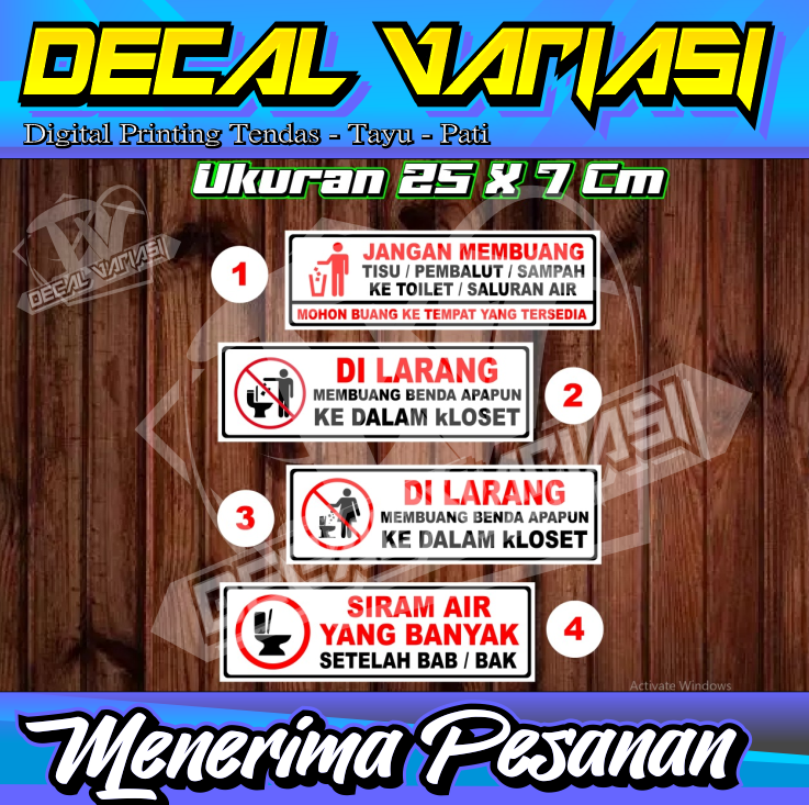 STICKER SIGN LABEL PEMBERITAHUAN TOILET UKURAN 25X7 CM | Lazada Indonesia