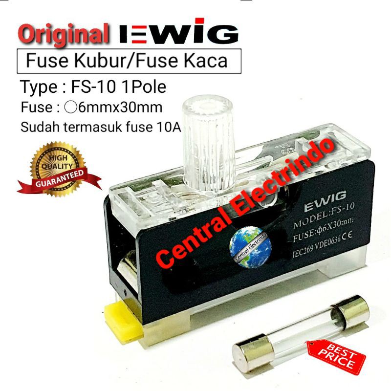 Fuse Kubur Din Rail EWIG 1 Pole FS-10 Fuse Holder Kaca FS-10. | Lazada Indonesia