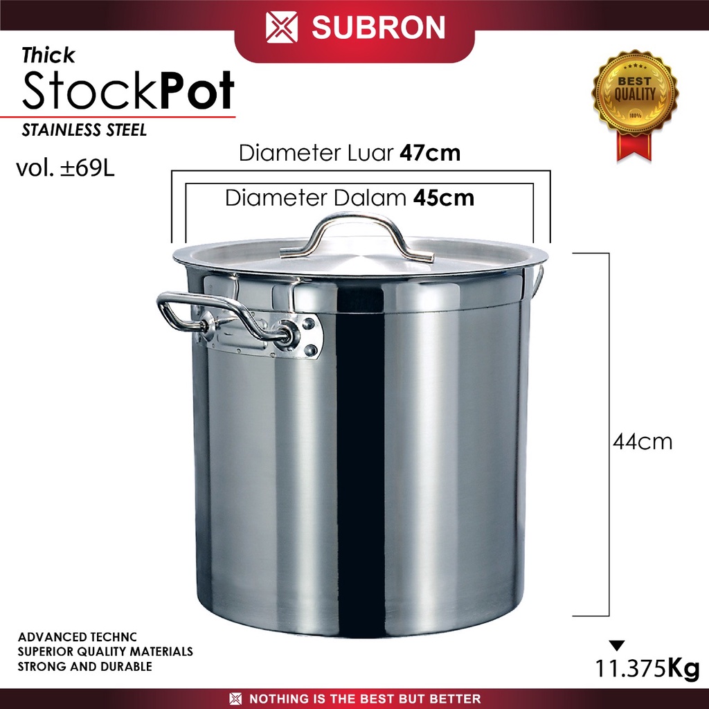 SUBRON Panci Besar Super Tebal Stok Pot 45cm 50cm Sup Soup Masak Banyak ...