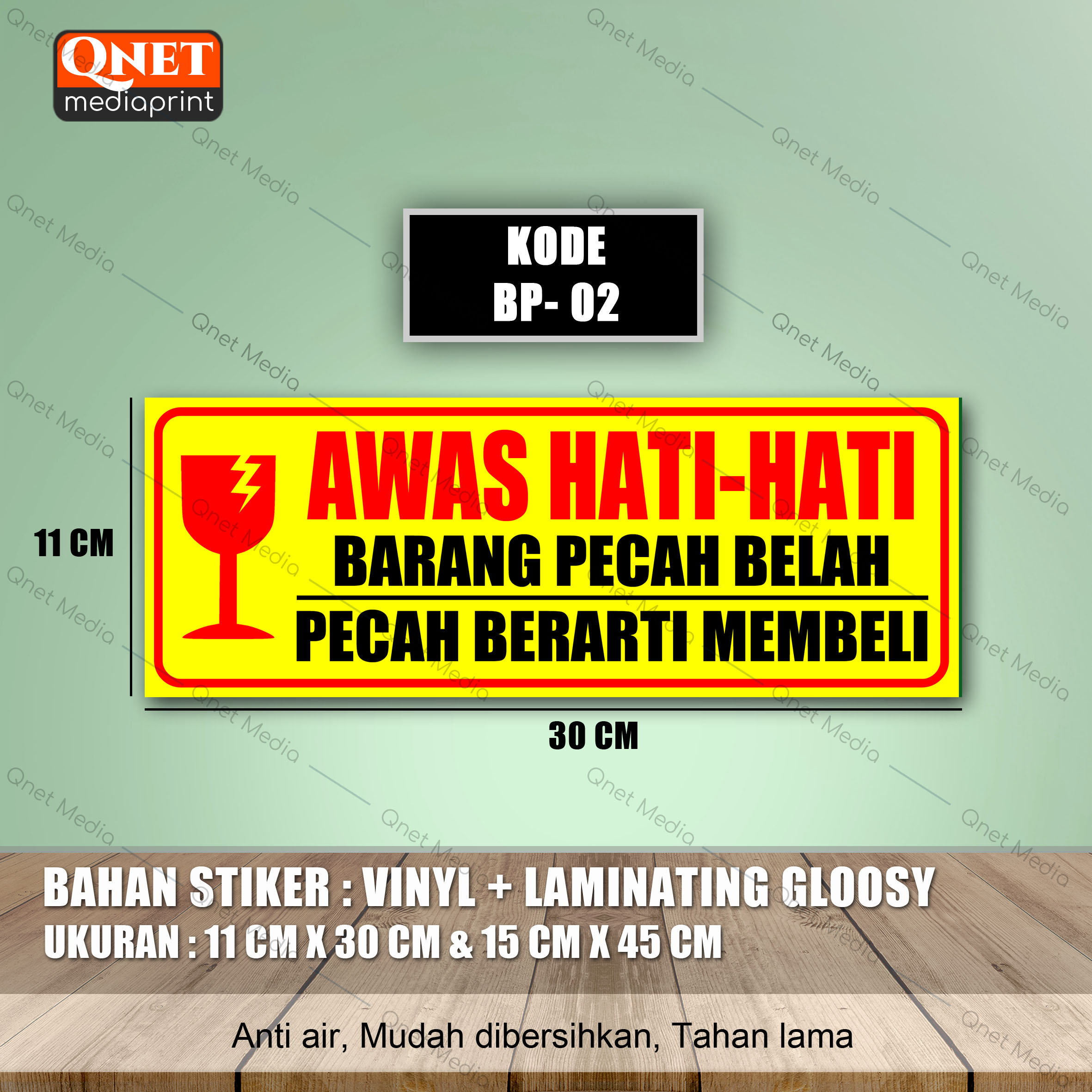 STIKER AWAS BARANG PECAH BELAH + LAMINASI GLOSSY | Lazada Indonesia