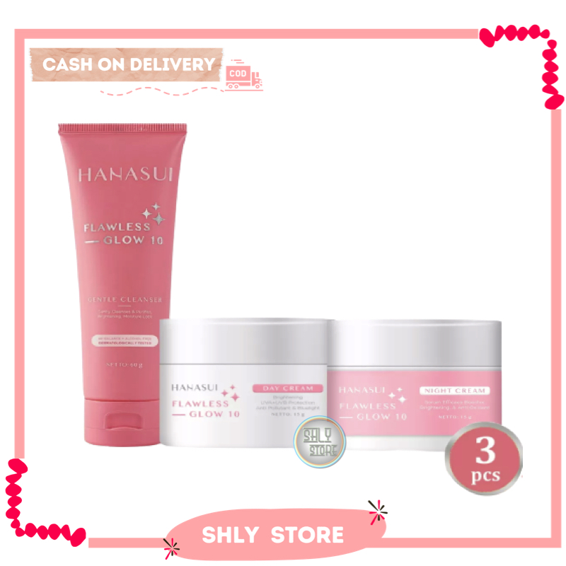 Paket HANASUI Flawless Glow ( Cleanser 60g + Day 15g + Night 15g ) - 3 ...