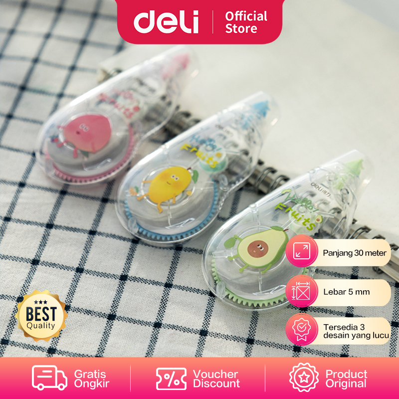Deli Correction Tape / Tip Ex Kertas 30 meter gambar kartun lucu 71471 ...