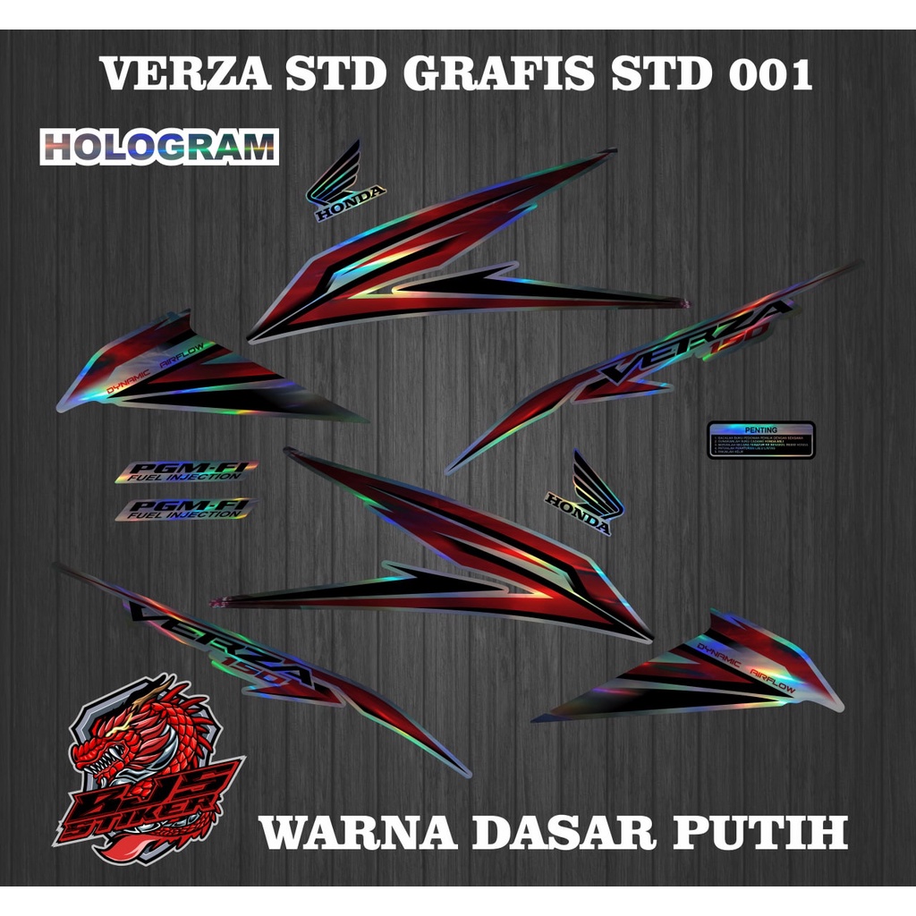 stiker striping sticker hologram honda verza std 001 dasar putih ...