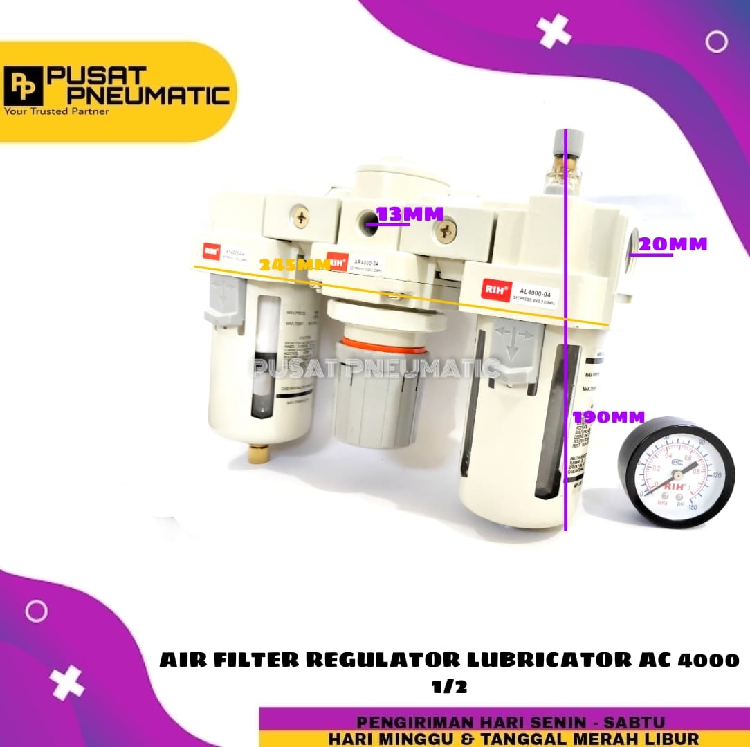 AC 4000-04 Air Service Unit Filter Regulator Lubricator Pneumatic Drat ...