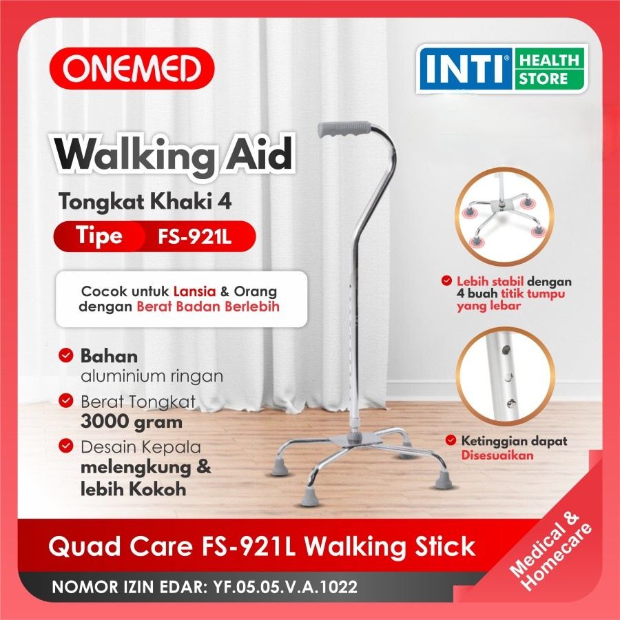 Onemed | Quad Care FS-921L | Tongkat Alumunium Kaki 4 | Walking Stick ...