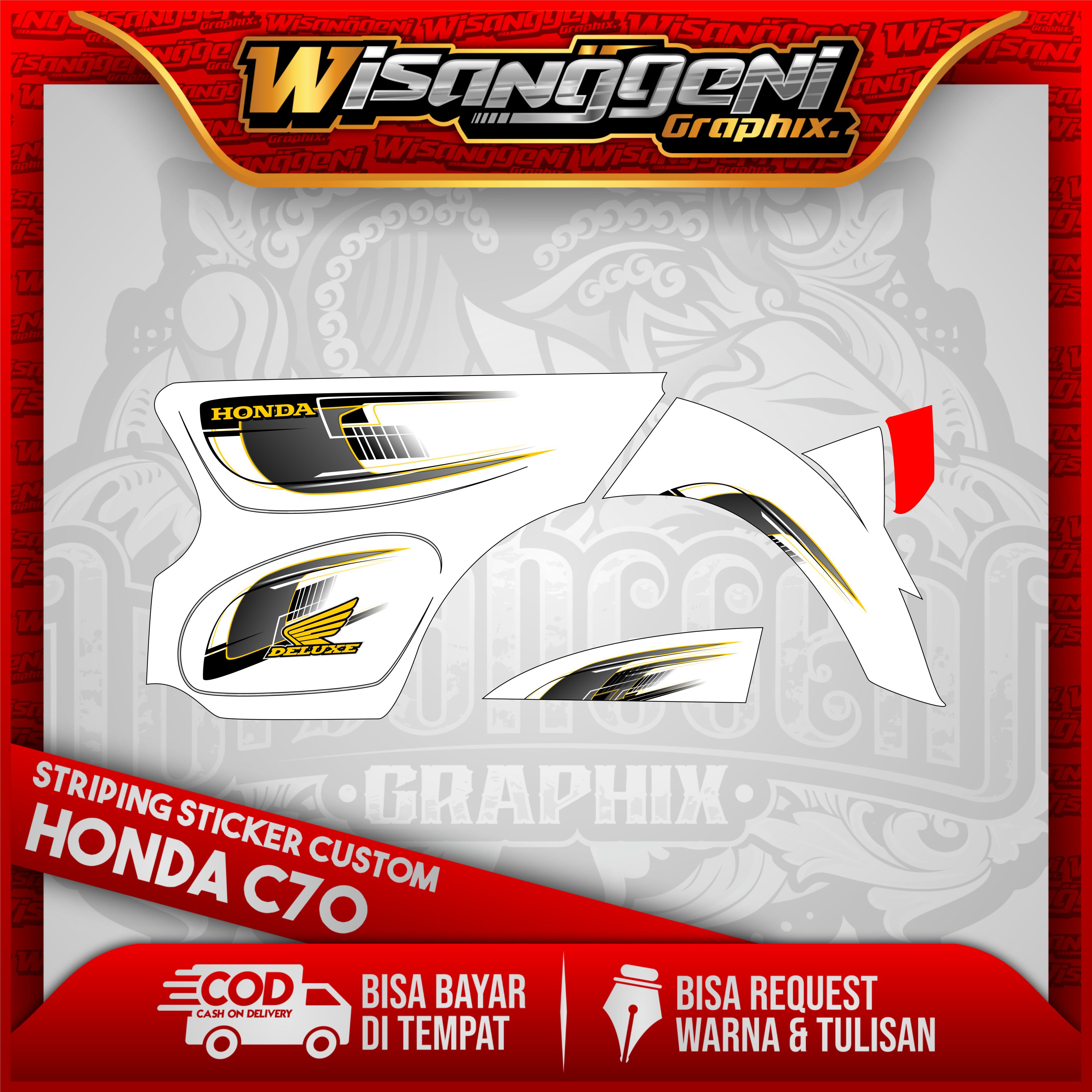 STRIPING DECAL STICKER HONDA C70 / ULUNG / OLONG CUSTOM 17 STIKER MOTOR ...