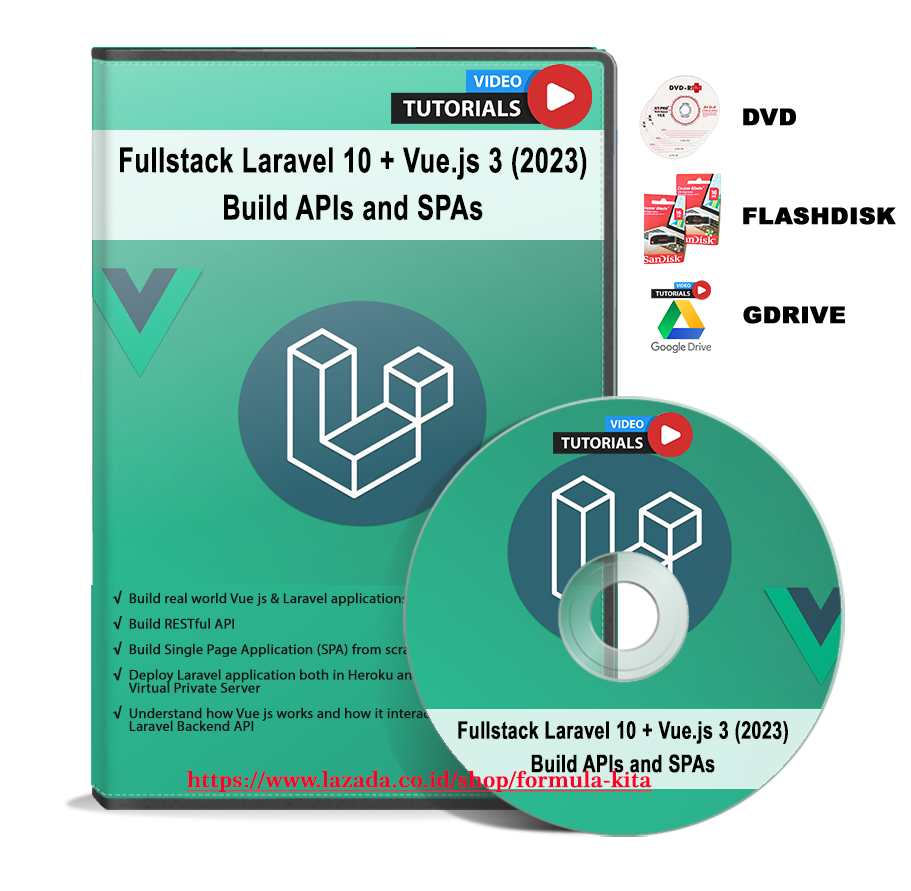 Video Tutorial Fullstack Laravel 10 Vue Js 3 2023 Build Apis And Spas Lazada Indonesia