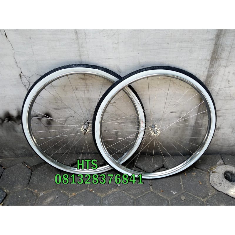 VELG ONTHEL LENGKAP RIMS SEPEDA ONTHEL SUDAH PASANG HUB RUJI BAN LUAR ...