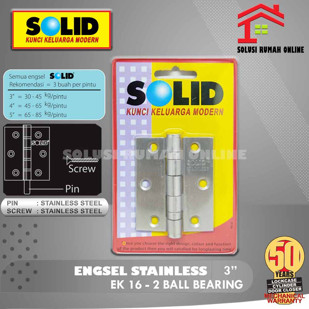 SOLID Engsel Stainless 3 inch EK 16 / Engsel Pintu 2 Ball Bearing ...