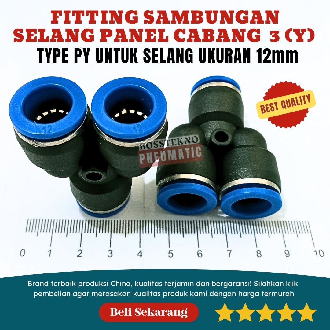 Grosir Fitting Pneumatic sambungan PANEL selang cabang 3 Y UKURAN 12mm ...