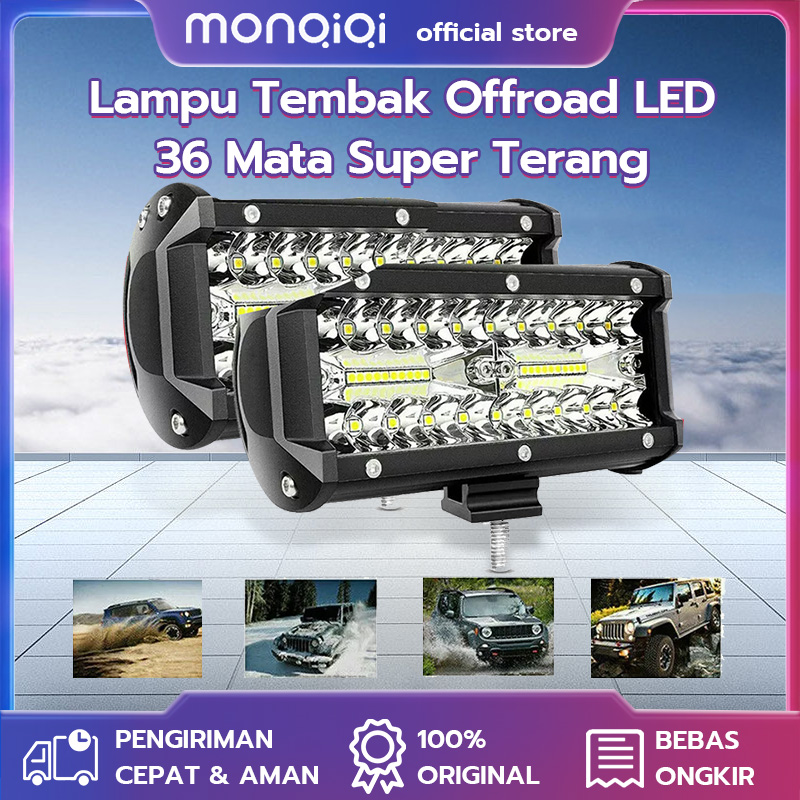 2PCS Lampu Tembak Offroad LED 36 Mata 3 Susun Super Terang 6000K Motor ...