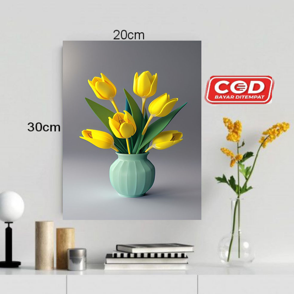 POSTER KAYU GAMBAR BUNGA TULIP/HIASAN DINDING TEMA BUNGA TULIP/POSTER ...