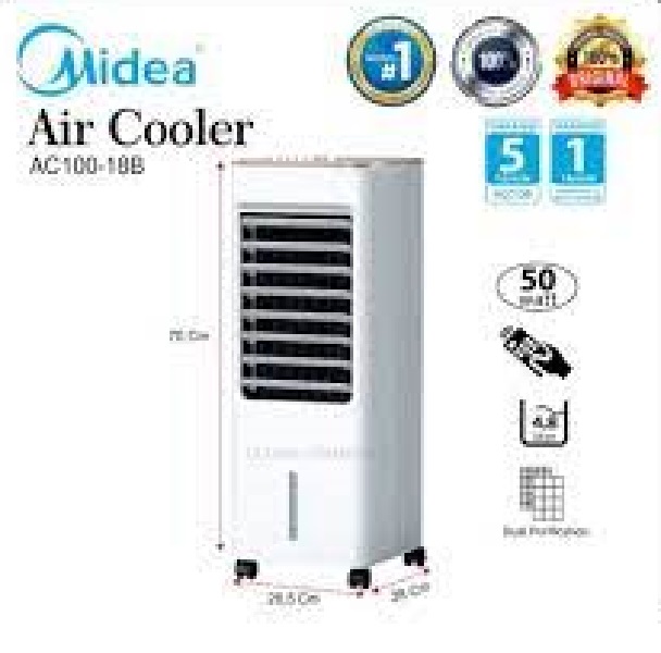 Midea Air Cooler 4.8 Liter Remote Control AC100-18BTimer AC100-18B ...