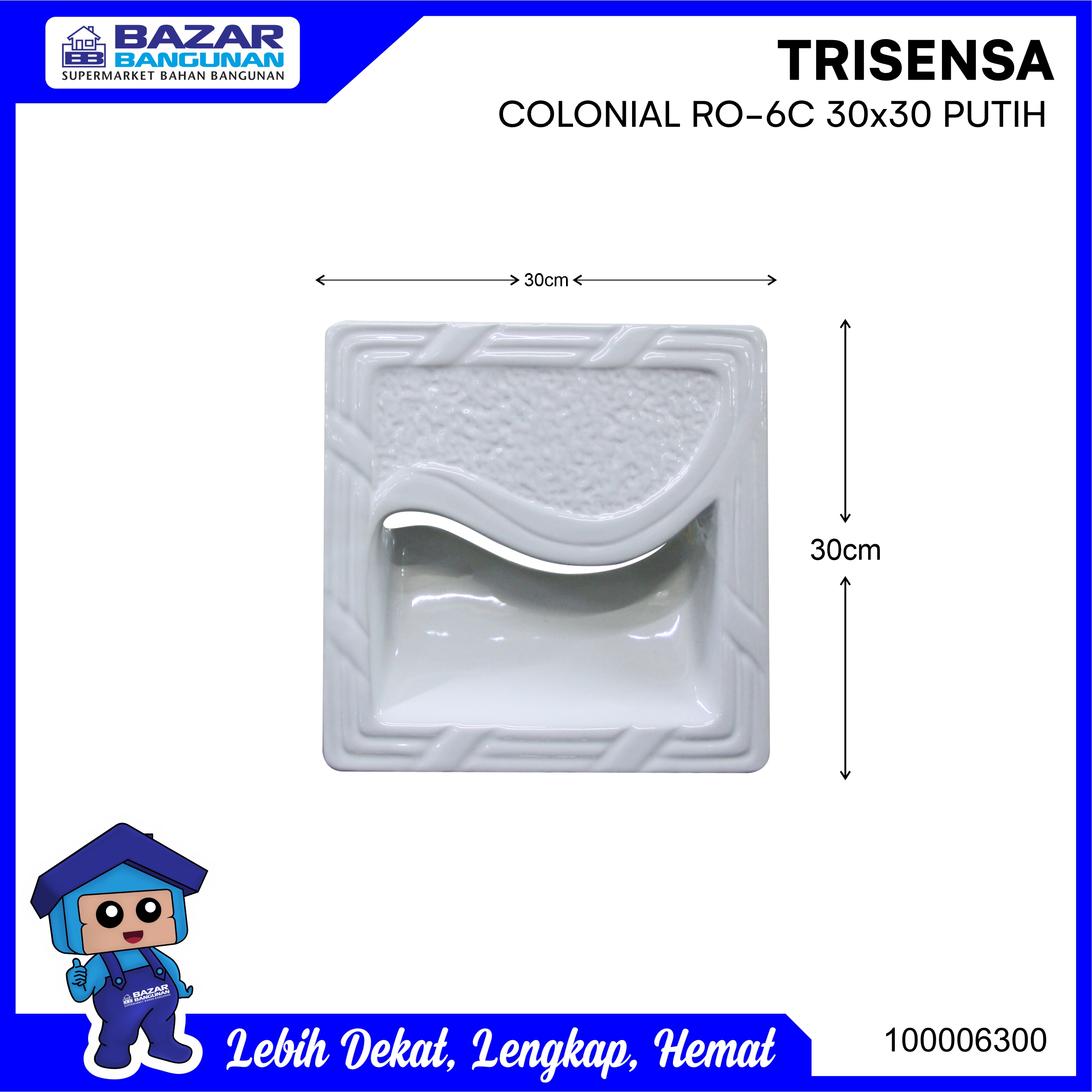 ROSTER ROOSTER LUBANG ANGIN TRISENSA 30X30 RO 6C COLONIAL WHITE PUTIH ...
