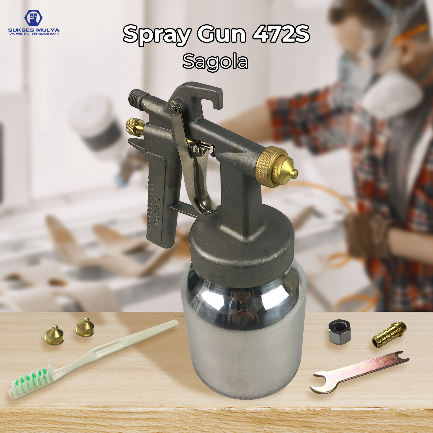 Spray Gun Sagola 472S 700cc - Cat Tabung Bawah -Alat Semprot Spray Gun ...