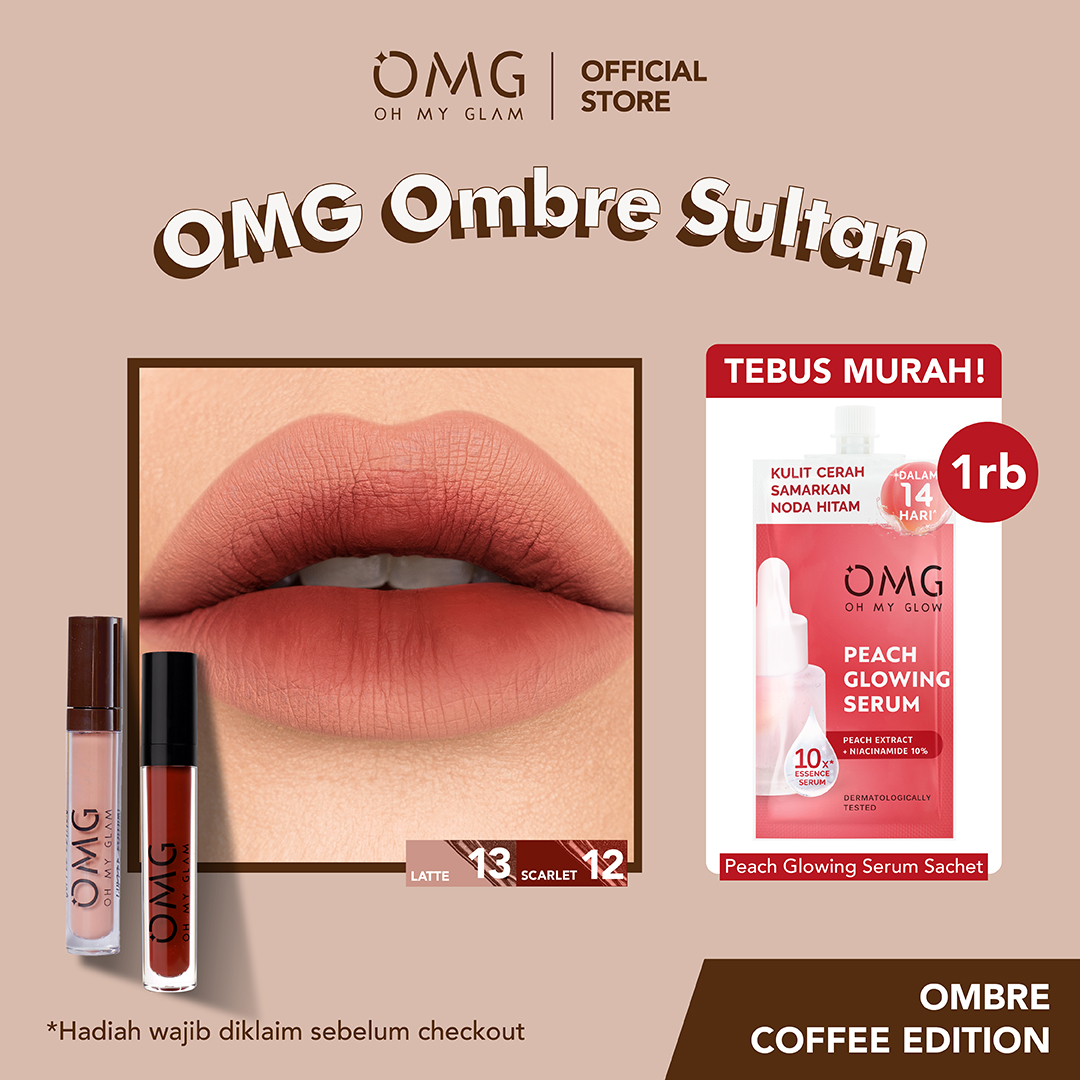 OMG OH MY GLAM Matte Kiss Lip Cream Bold Coffee Ombre - 12 Scarlet & 13 ...