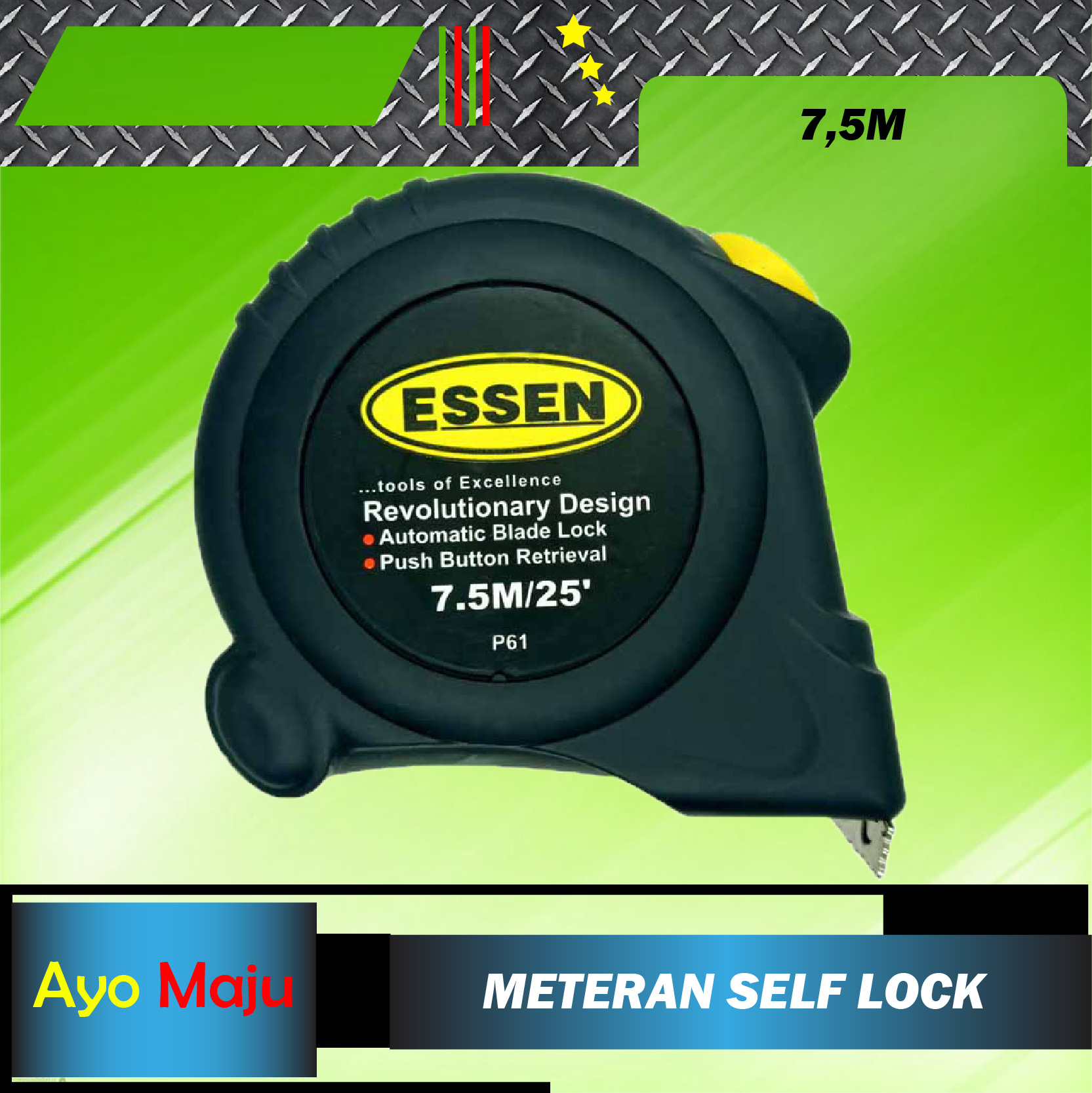 Meteran Self Lock 7.5M ESSEN | Lazada Indonesia