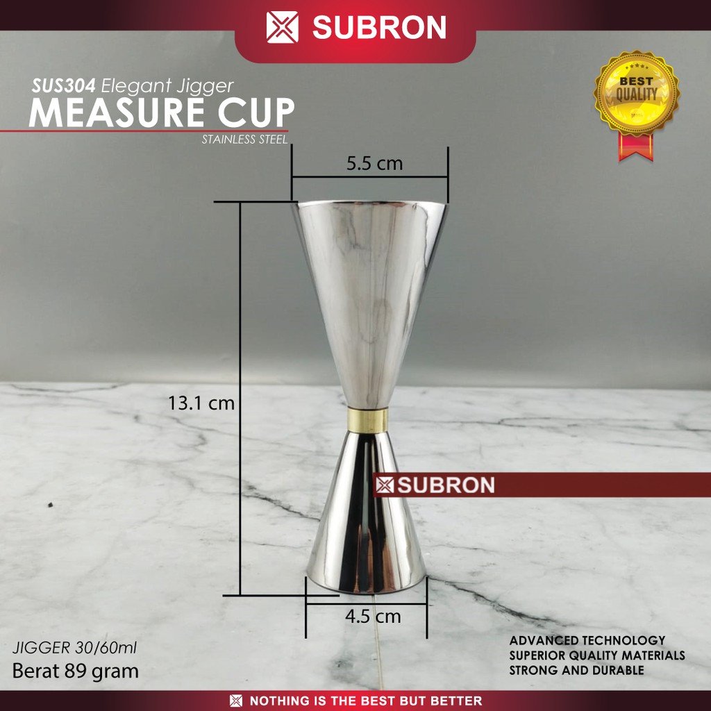 SUBRON SUS304 Jigger Measure Cup Gelas Ukur Takar Stainless Steel Tebal ...