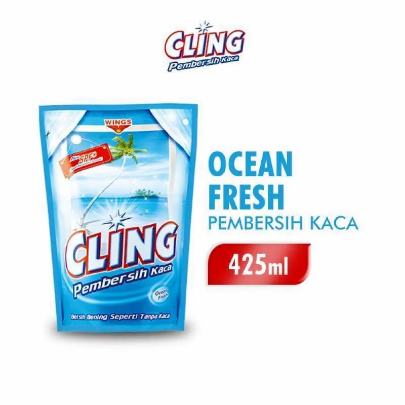 Cling Glass Cleaner Ocean Fresh Pouch 425ml | Lazada Indonesia