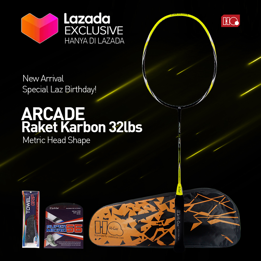 Hi-Qua Arcade ไม้แบดมินตัน/แบดมินตันน้ำหนักปกติรอบถึง32ปอนด์ + โบนัสพรี ...