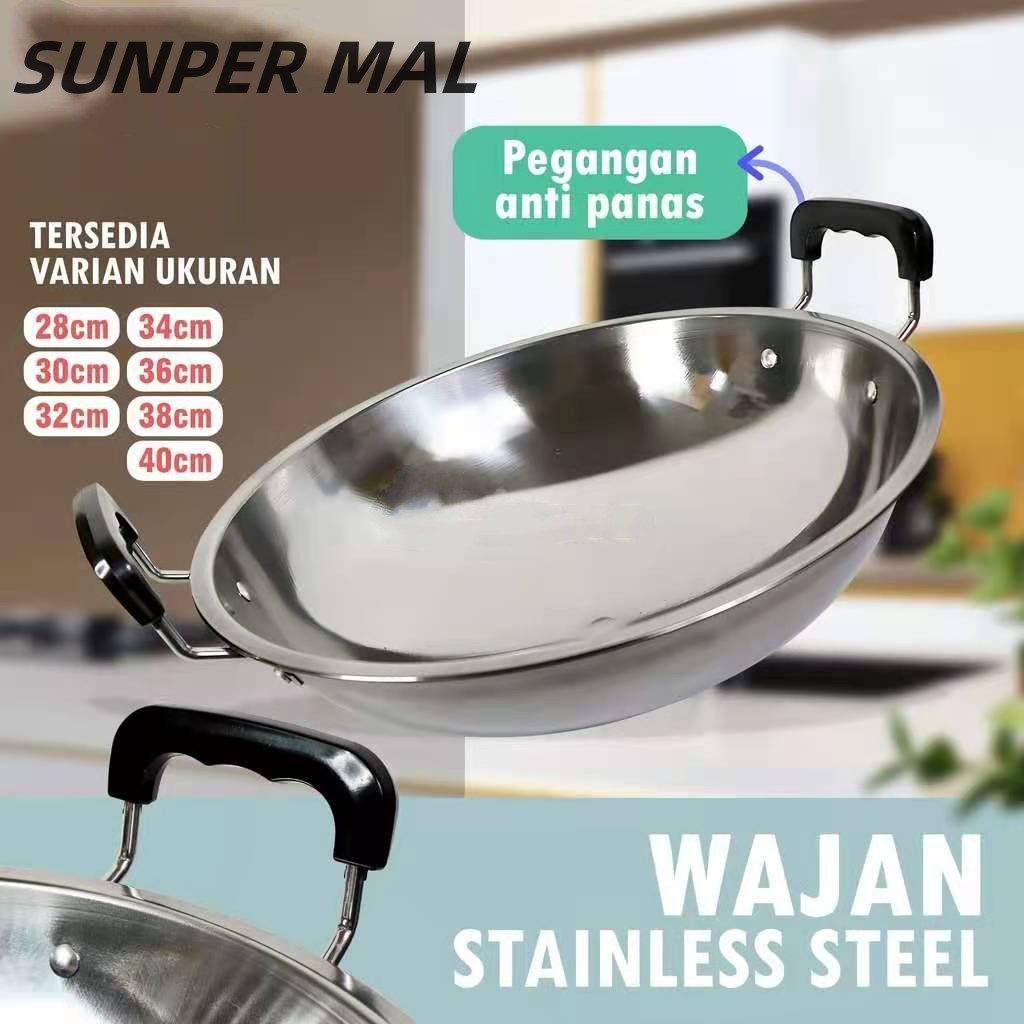 wajan stainless gagang 2 kuali stainless wajan premium tebel promo nasi goreng alat dapur alat ...