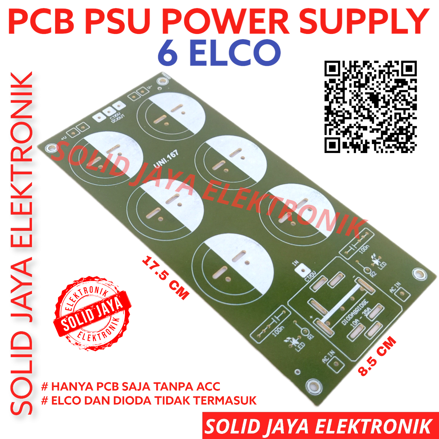 PCB PSU 6 ELCO CAPASITOR KAPASITOR ELKO 6ELCO 6ELKO POWER SUPLY ...