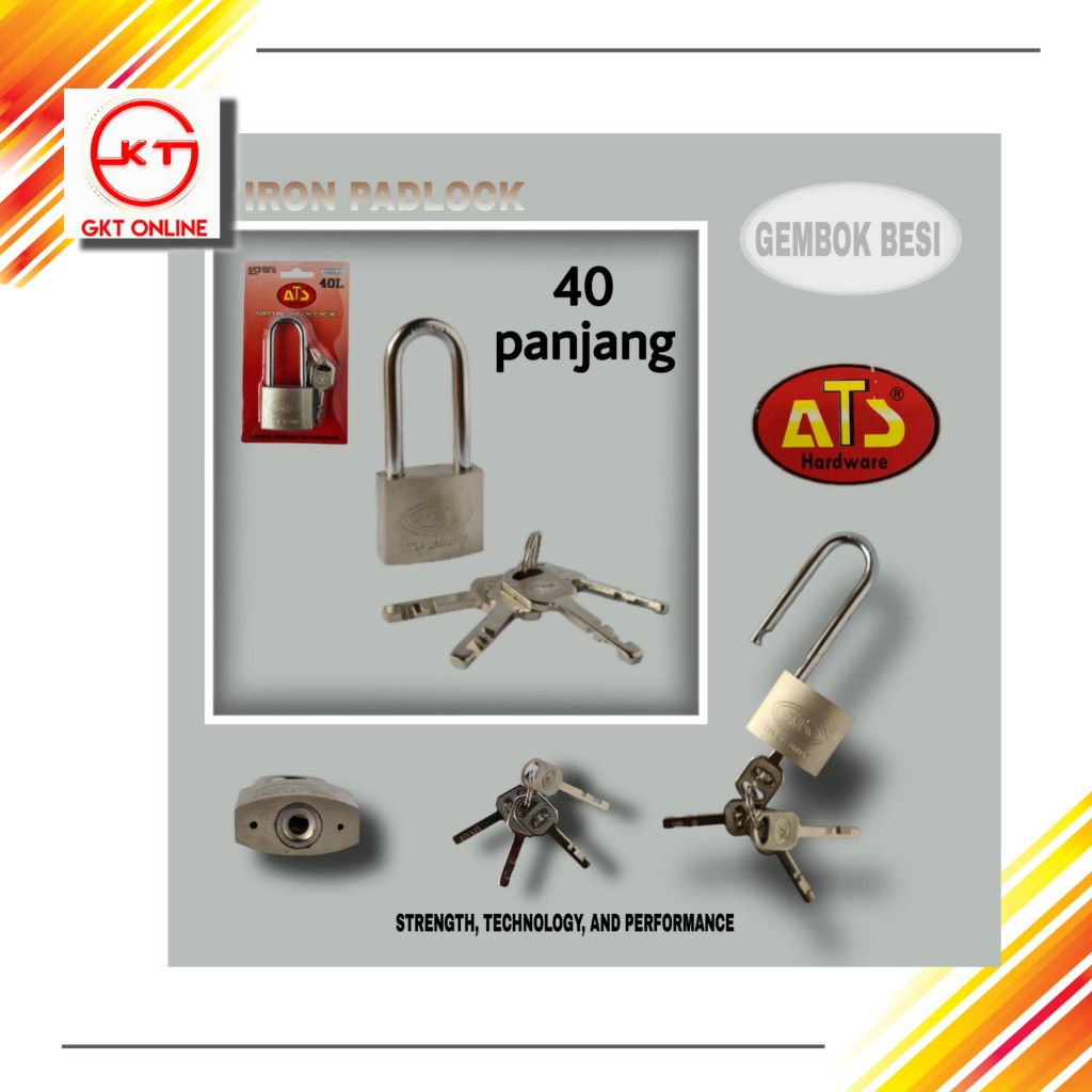 Gembok ATS 40 mm Panjang Kunci / Iron Padlock ATS / Gembok Putih ATS ...