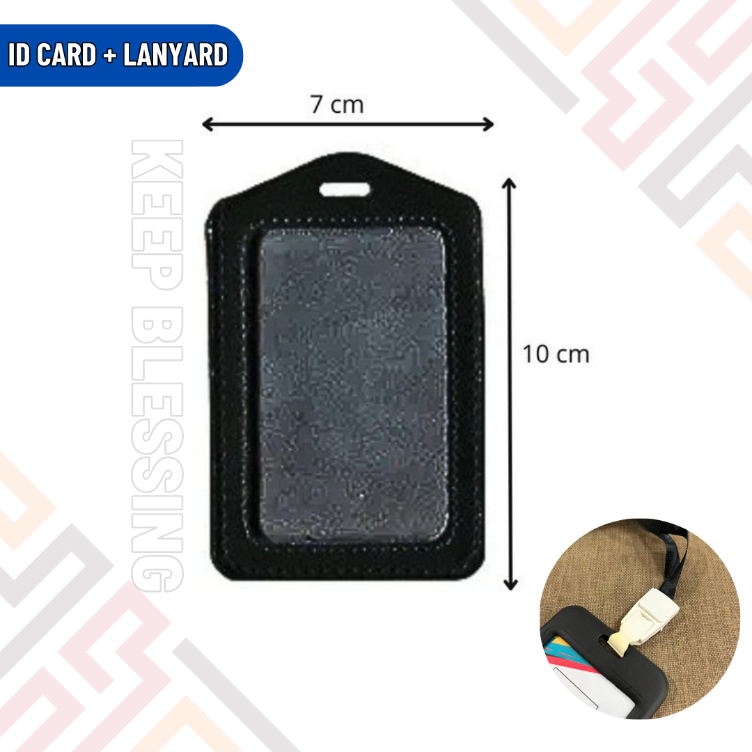 Id Card Semi Kulit + Tali Lanyard / Name Tag Holder / Id Card / Casing ...