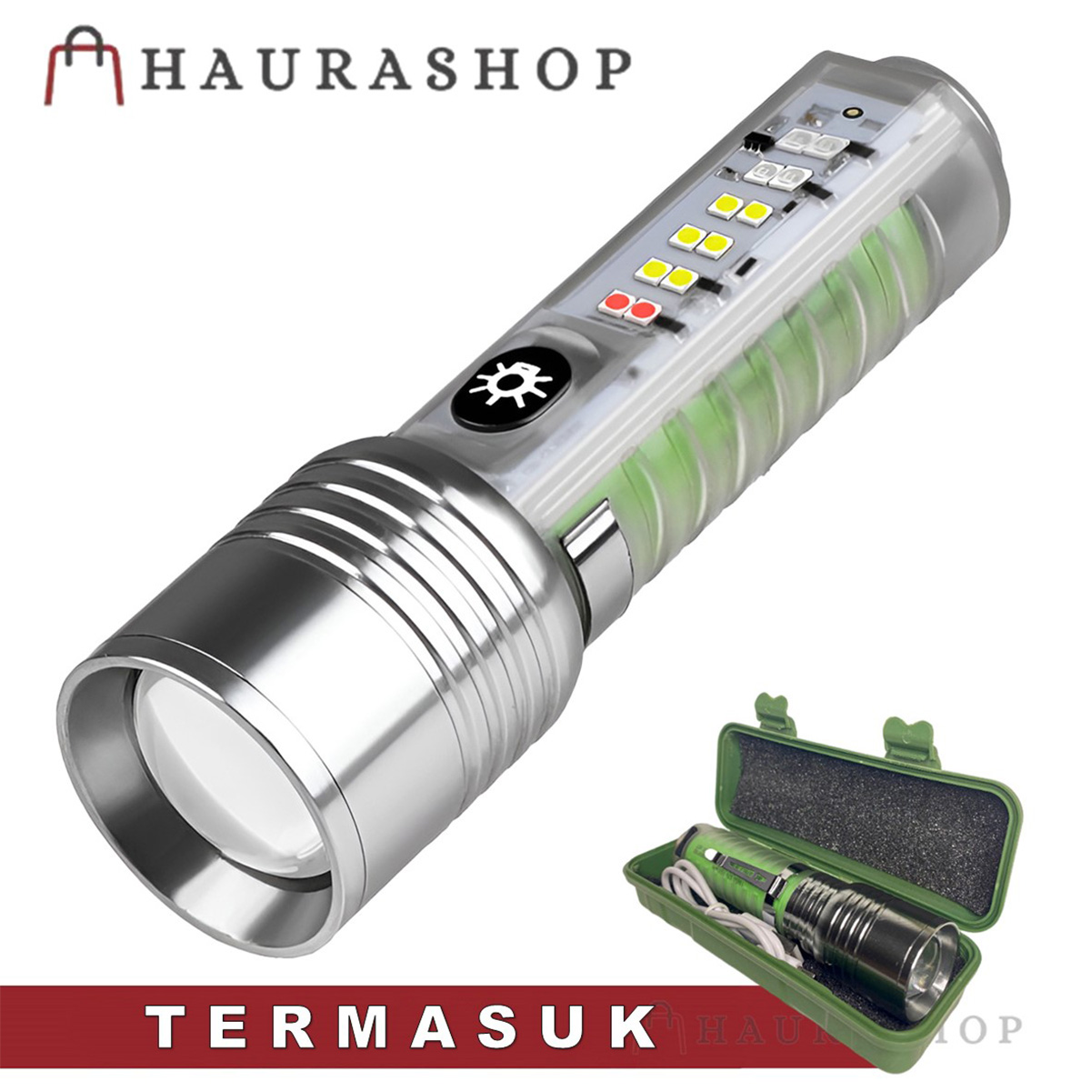 Senter Transparan 520a 8 Mode Warna Zoom in out Cas 30W | Lazada Indonesia