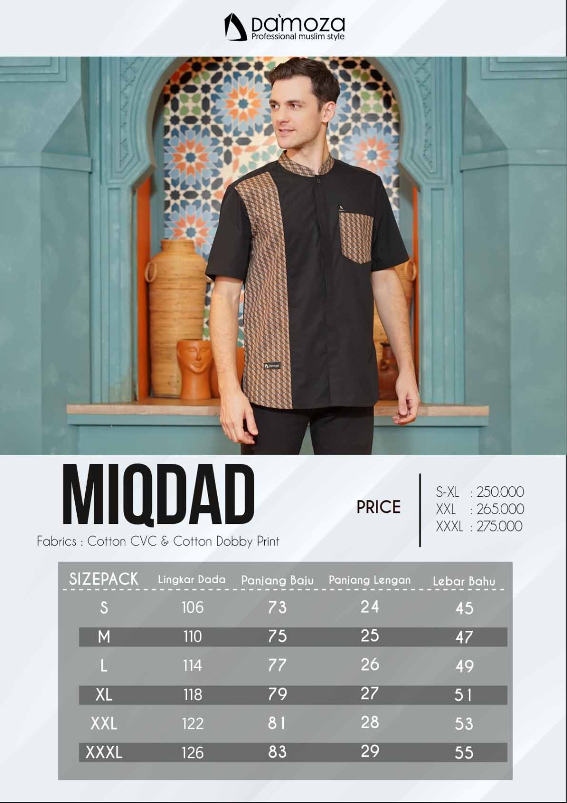 DAMOZA | Gamis Damoza Shamila Black - Camel | Miqdad Black - Camel | Couple Series | Lazada ...