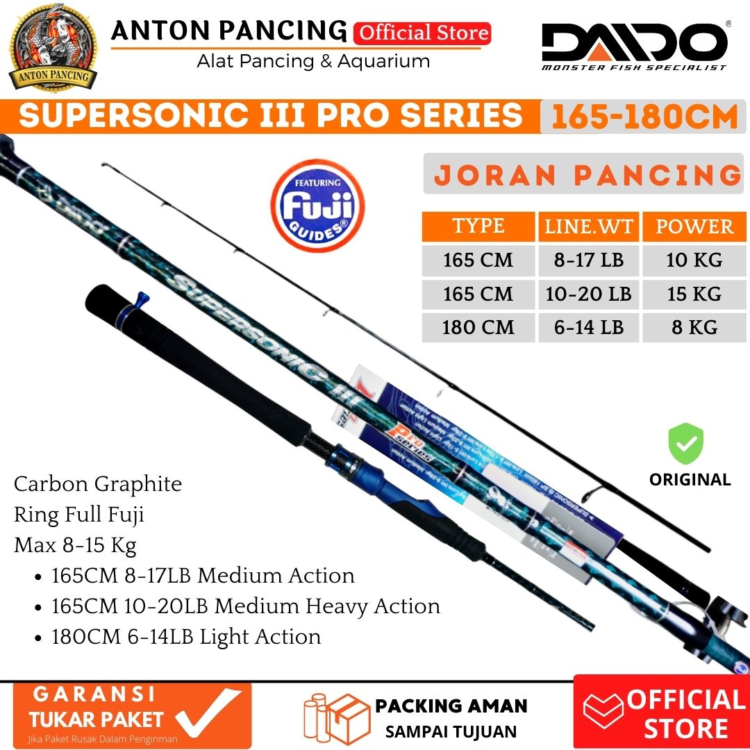 Joran Pancing Daido Supersonic III Pro Series 165cm 180cm Carbon Ring Full Fuji | Lazada Indonesia