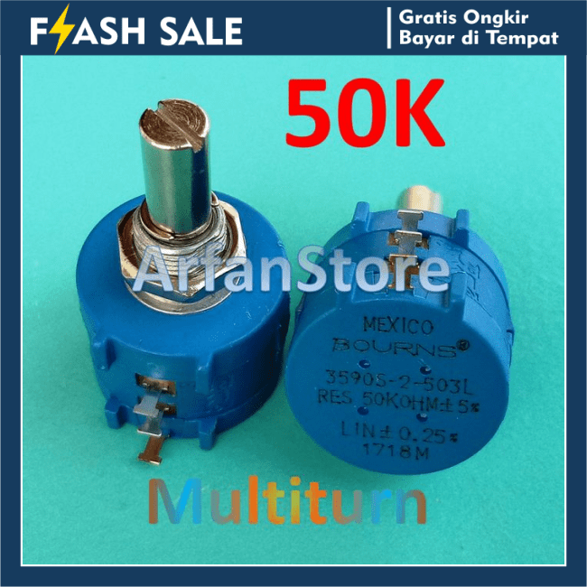 Potensiometer 50K 2W Multiturn Variable Resistor Adj Wirewound BOURNS ...