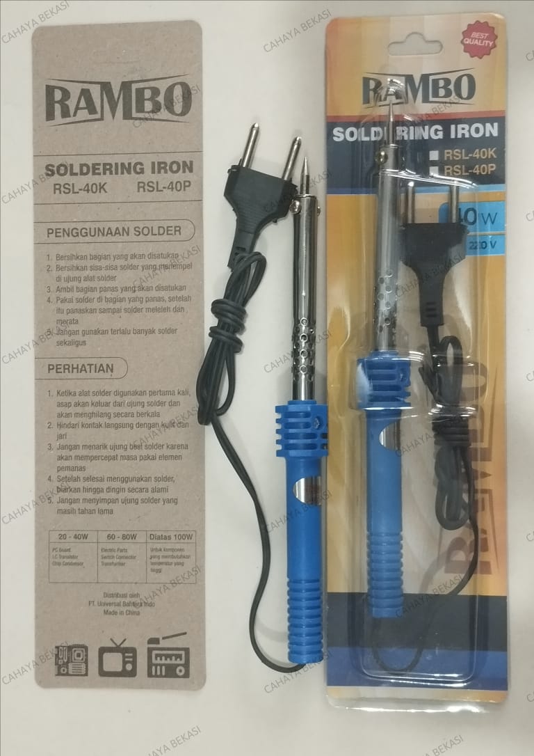 RAMBO Soldering Iron 40 Watt RSL-40 P/ RSL-40 K Gagang Plastik / Kayu ...