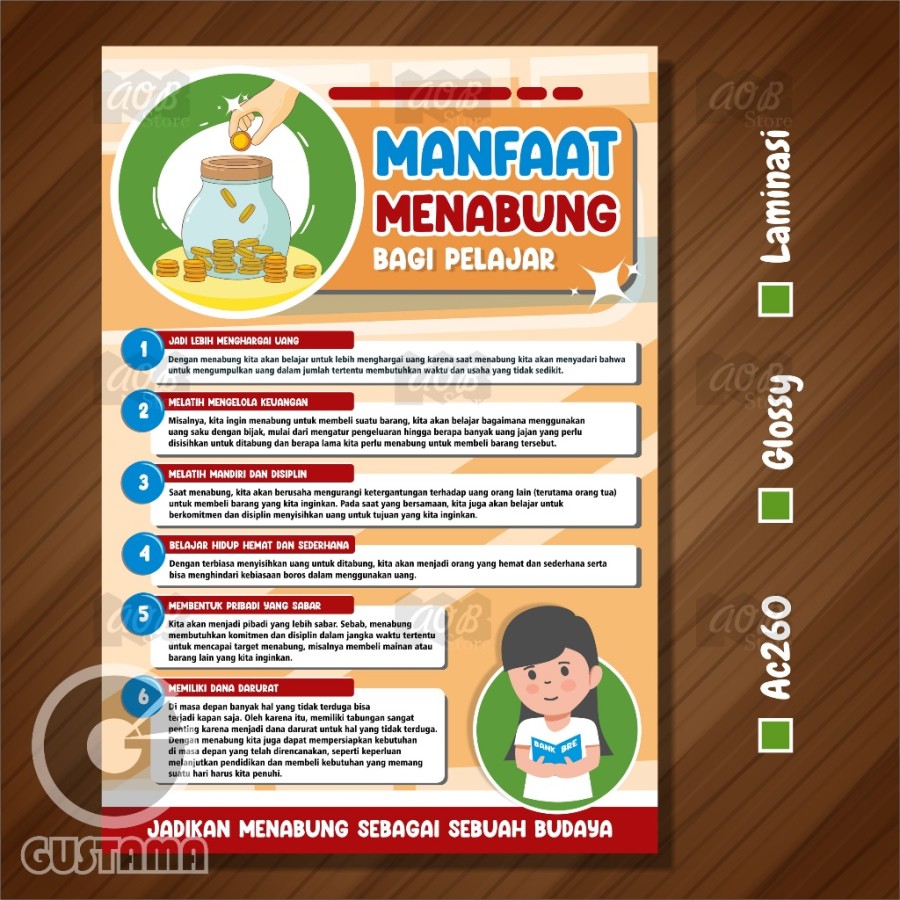 Poster Tips Menabung, Manfaat Menabung Untuk Anak Pelajar, Poster ...