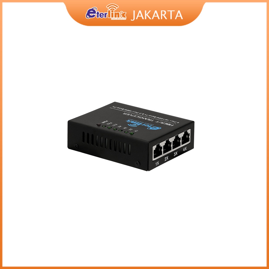 NEW Ethernet Fiber Switch 4RJ45 2 SC Optik Media Converter Single Mode Fiber Port 10/100M TANPA ...