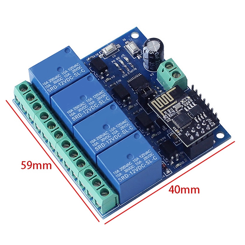 ESP8266 DC 12V 4 Channel Relay Board ESP-01 WIFI Module for Smart Home ...