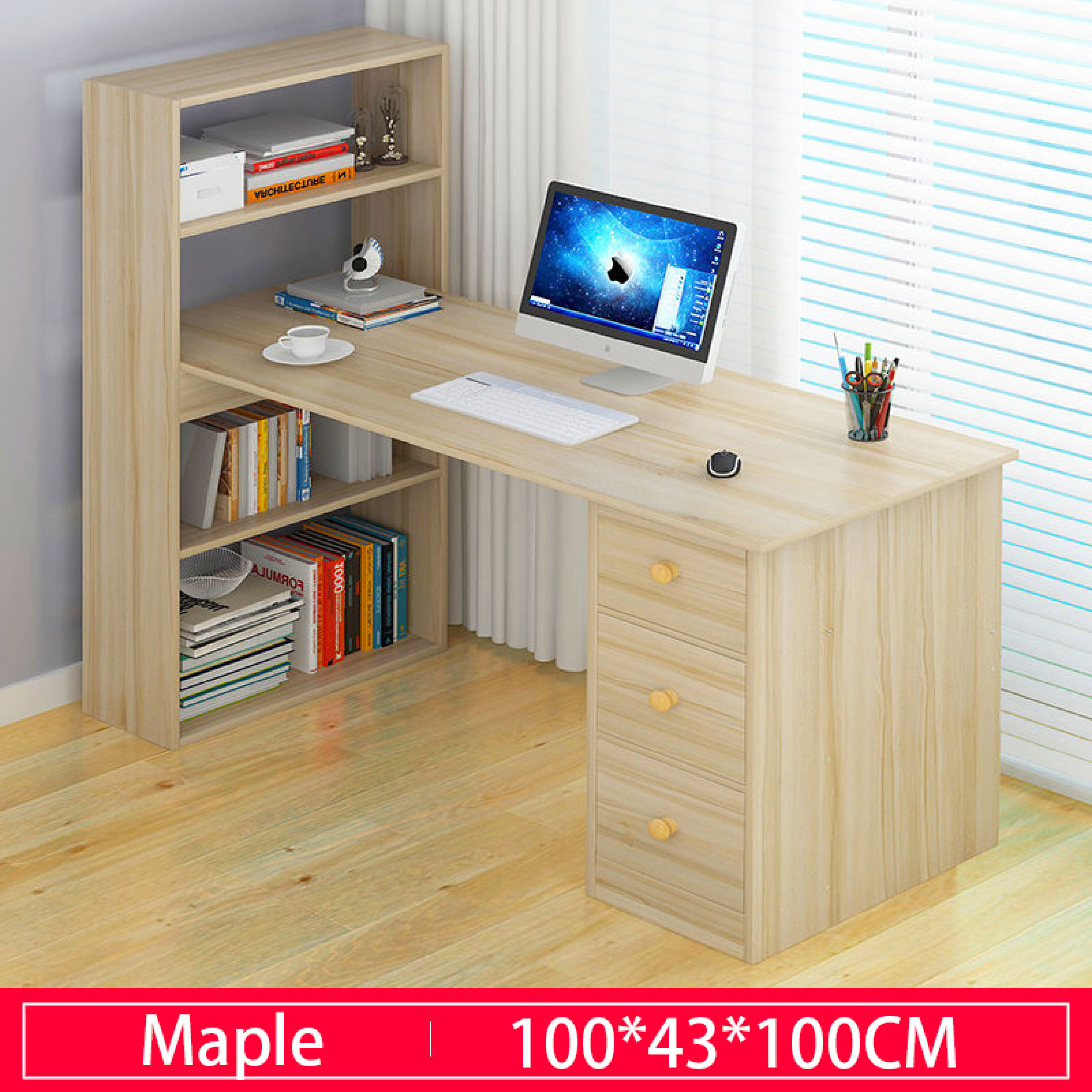 MUYI Meja Belajar Rak Buku Meja Komputer Rak Buku Desktop Kombinasi ...